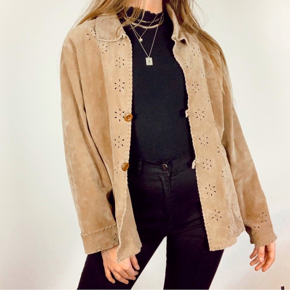 Coldwater Creek | Jackets & Coats | Vintage Floral Eyelets Leather ...